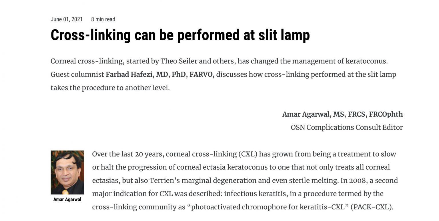 Ocular Surgery News Reports On CXL At The Slit Lamp - The ELZA Institute